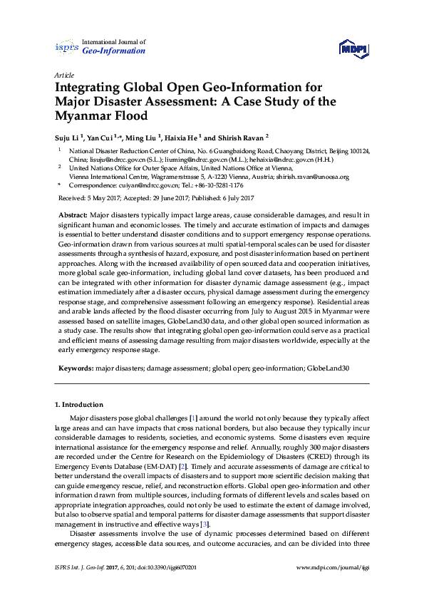 (PDF) Integrating Global Open Geo-Information for Major Disaster Assessment: A Case Study of the ...