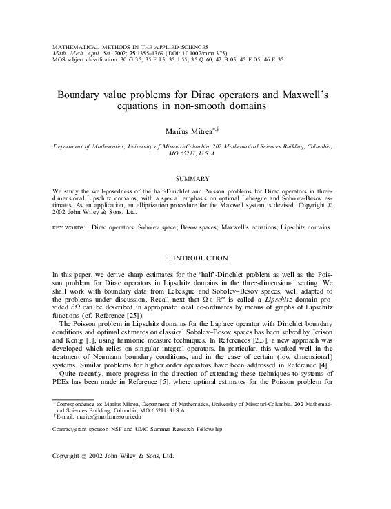(PDF) Boundary value problems for Dirac operators and Maxwell's equations in fractal domains