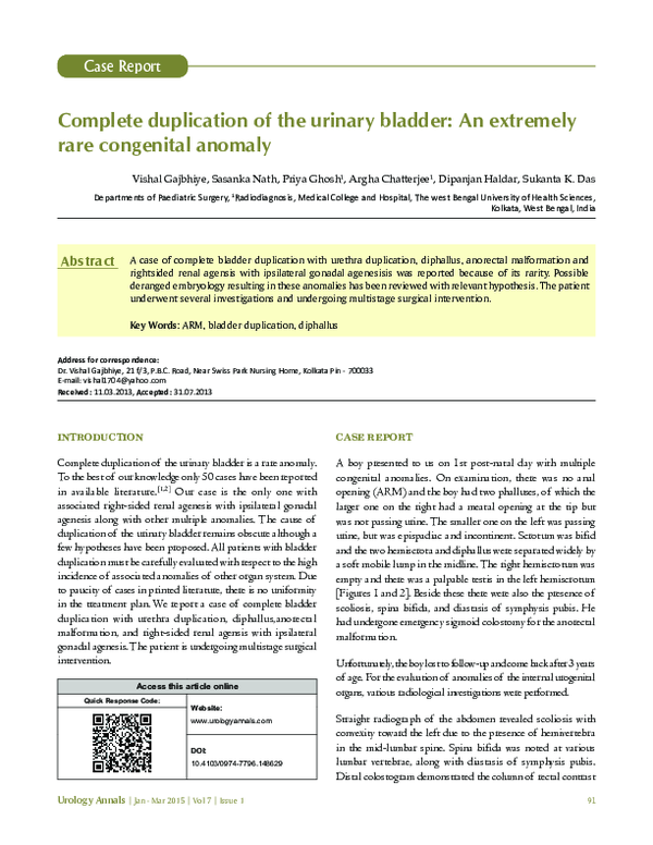 (PDF) Complete duplication of the urinary bladder: An extremely rare ...