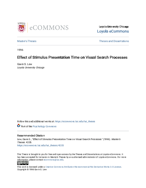 (PDF) Effect of Stimulus Presentation Time on Visual Search Processes