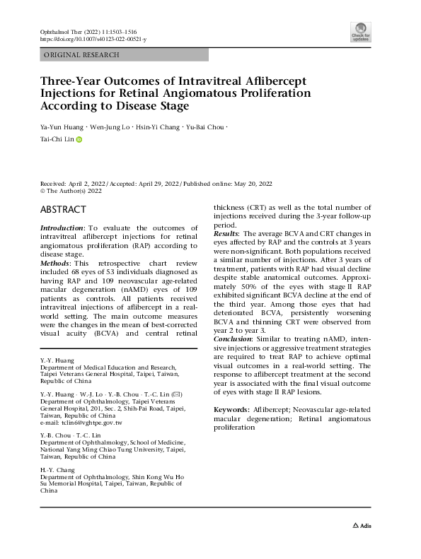 (PDF) Three-Year Outcomes of Intravitreal Aflibercept Injections for ...