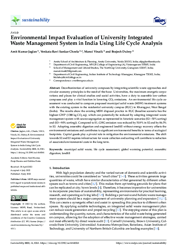(PDF) Environmental Impact Evaluation of University Integrated Waste ...