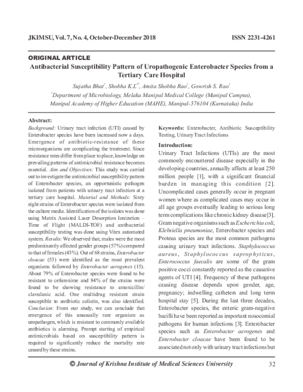 (PDF) Antibacterial Susceptibility Pattern of Uropathogenic ...