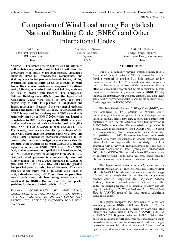 (PDF) Comparison of Wind Load among Bangladesh National Building Code ...