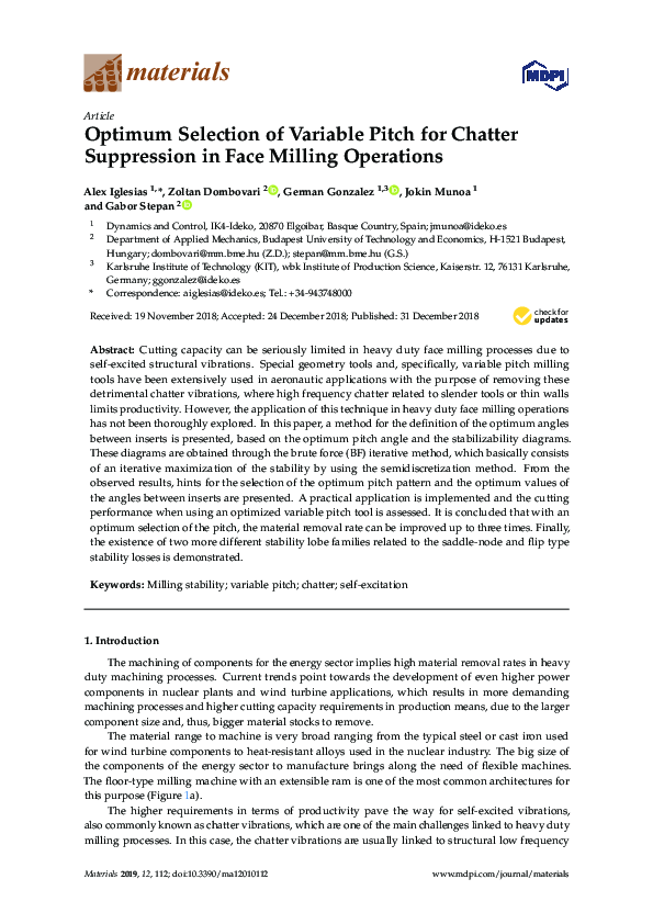 (PDF) Optimum Selection of Variable Pitch for Chatter Suppression in ...