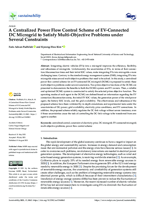 (PDF) A Centralized Power Flow Control Scheme of EV-Connected DC ...