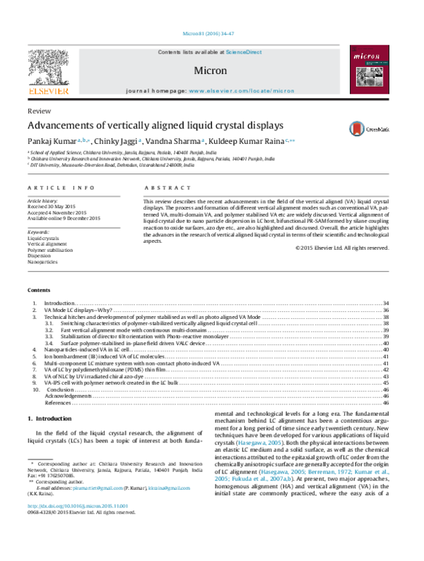 (PDF) Advancements in Vertical Aligned LCDs