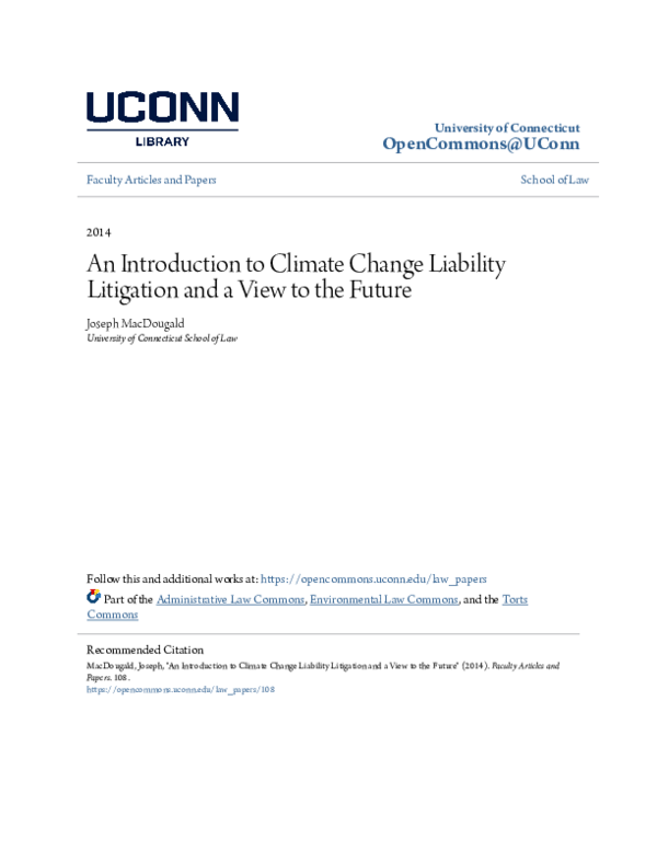 (PDF) An Introduction to Climate Change Liability Litigation and a View ...