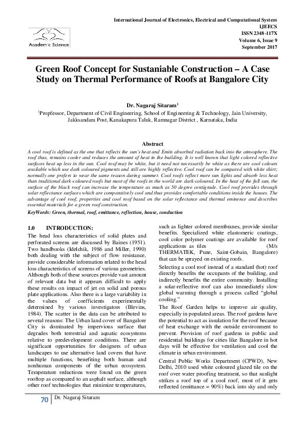 (PDF) Green Roof Concept for Sustaniable Construction-A Case Study on ...