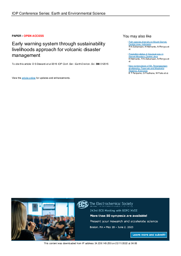 (PDF) Early warning system through sustainability livelihoods approach ...