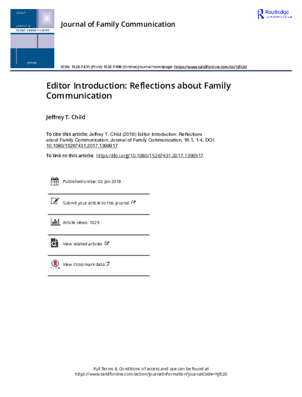 (PDF) Editor Introduction: Reflections about Family Communication