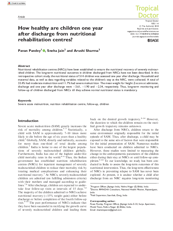 (PDF) How healthy are children one year after discharge from ...