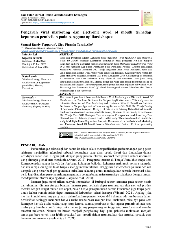 (PDF) Pengaruh viral marketing dan electronic word of mouth terhadap keputusan pembelian pada ...