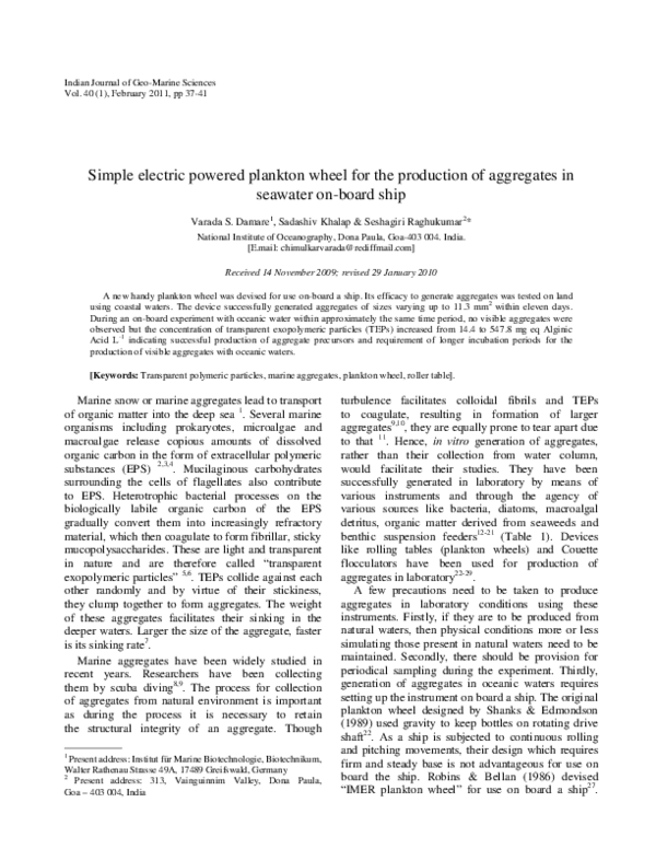 (PDF) Simple electric powered plankton wheel for the production of ...