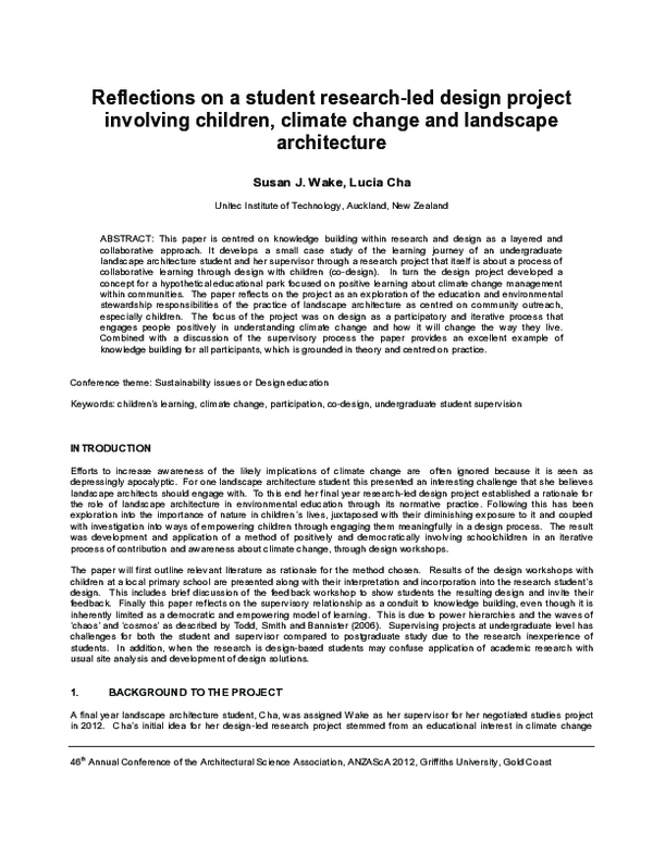 (PDF) Reflections on a student research-led design project involving ...