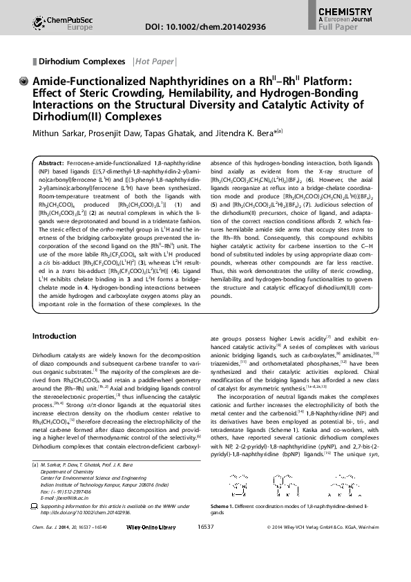 (PDF) Amide-Functionalized Naphthyridines on a RhII-RhIIPlatform ...