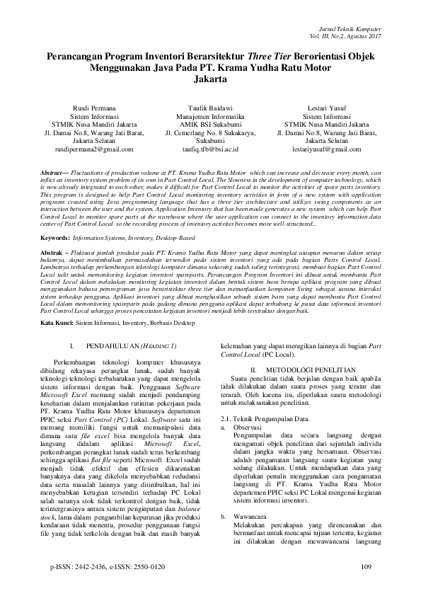 (PDF) Perancangan Program Inventori Berarsitektur Tree Tier ...