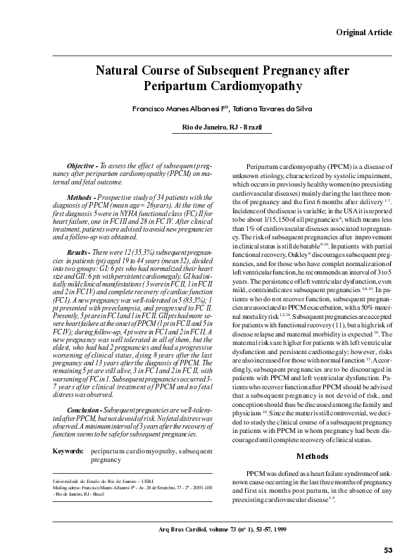 (PDF) Natural course of subsequent pregnancy after peripartum ...