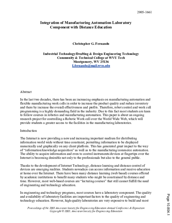 (PDF) Integration Of Manufacturing Automation Laboratory Component With ...