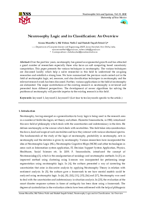(PDF) Neutrosophy Logic and its Classification: An Overview