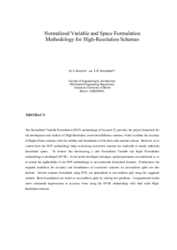 Pdf Normalized Variable And Space Formulation Methodology For High