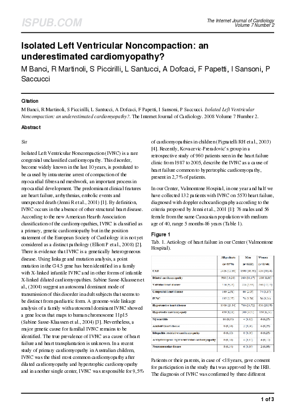 (PDF) Isolated Left Ventricular Noncompaction: an underestimated ...