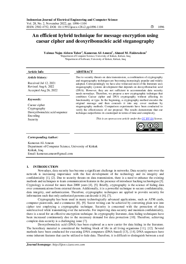 (PDF) An efficient hybrid technique for message encryption using caesar cipher and ...
