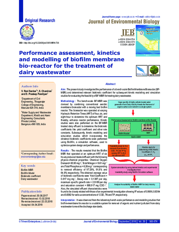 (PDF) Performance assessment, kinetics and modelling of biofilm ...