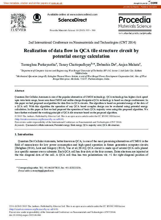 (PDF) Realization of Data Flow in QCA Tile Structure Circuit by ...