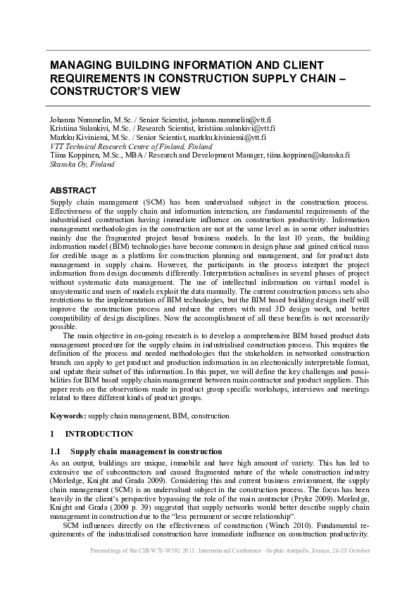 (PDF) Managing Building Information and Client Requirements in ...