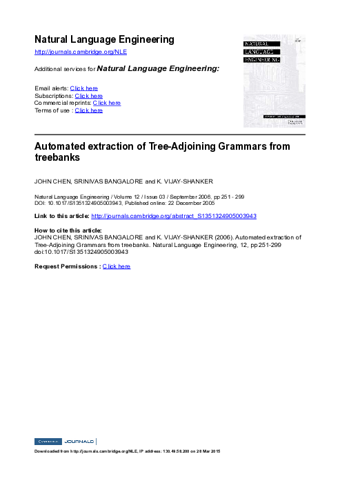 (PDF) Automated extraction of Tree-Adjoining Grammars from treebanks | Huyen Nguyen - Academia.edu