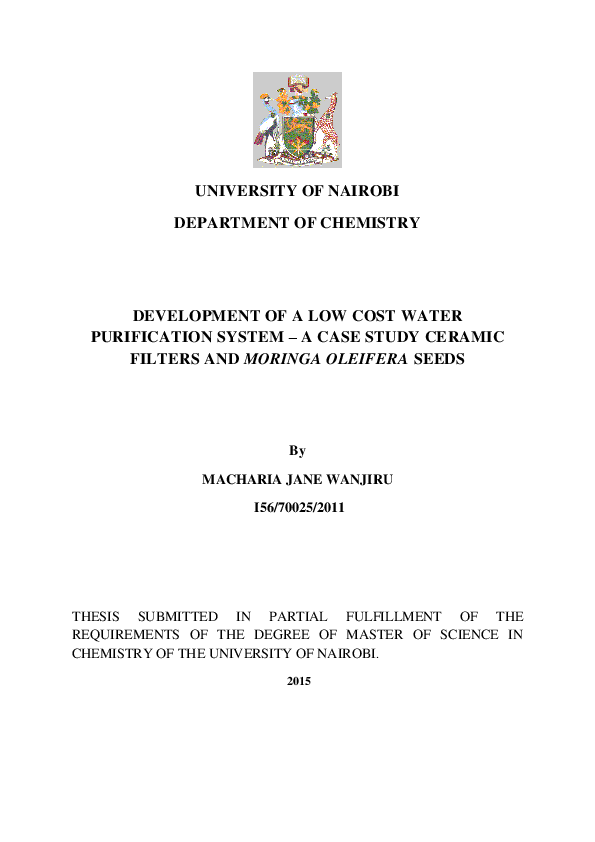 (PDF) Development of a low cost water purification system – a case ...