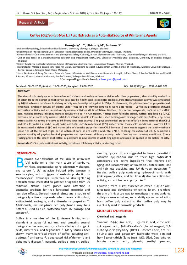 (PDF) Coffee (Coffea arabica L.) Pulp Extracts as a Potential Source of ...