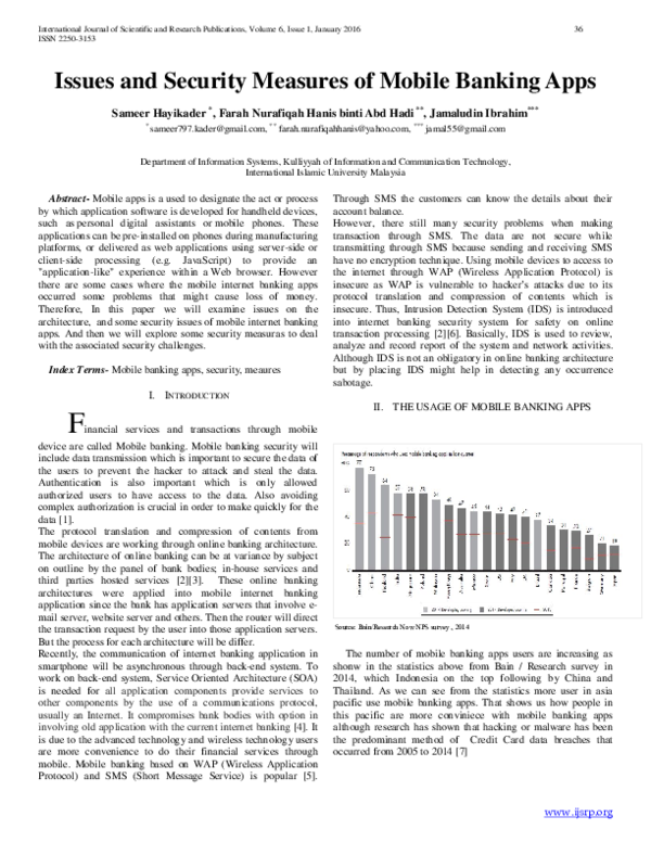 (PDF) Issues and security measures of mobile banking apps