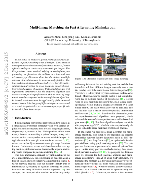 (PDF) Multi-image Matching via Fast Alternating Minimization