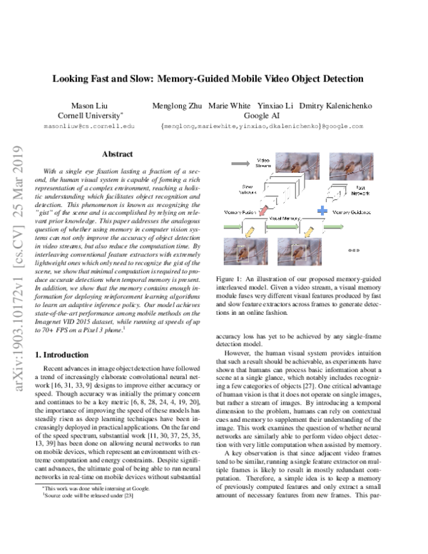 (PDF) Looking Fast and Slow: Memory-Guided Mobile Video Object Detection