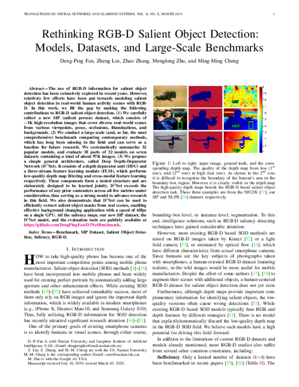 (PDF) Rethinking RGB-D Salient Object Detection: Models, Data Sets, and Large-Scale Benchmarks