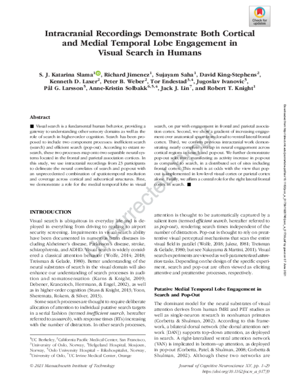 (PDF) Intracranial Recordings Demonstrate Both Cortical and Medial Temporal Lobe Engagement in ...