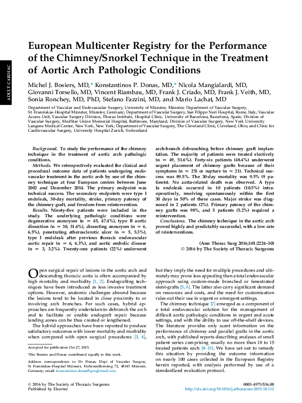 (PDF) European Multicenter Registry for the Performance of the Chimney ...