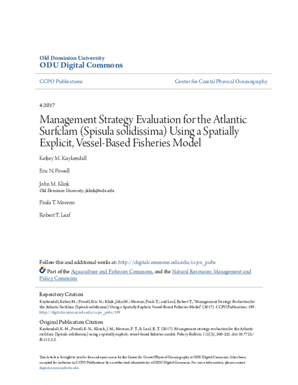 (PDF) Management strategy evaluation for the Atlantic surfclam (Spisula ...