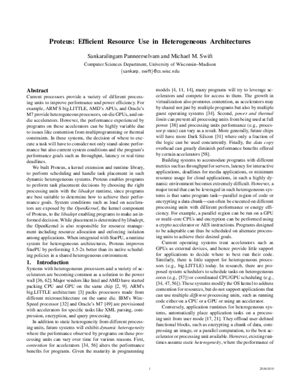 (PDF) Proteus: Efficient Resource Use in Heterogeneous Architectures
