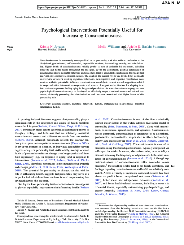 (PDF) Psychological interventions potentially useful for increasing ...