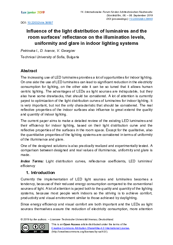 (PDF) Influence of the light distribution of luminaires and the room ...