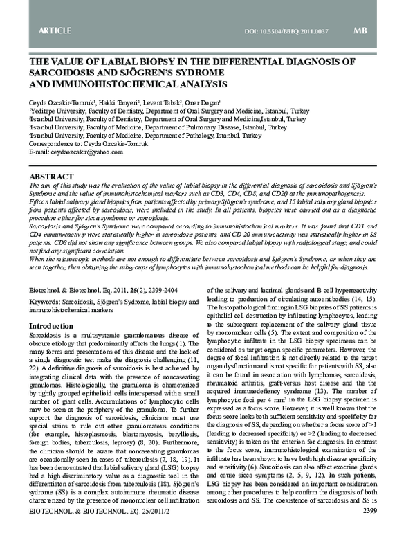 (PDF) The Value of Labial Biopsy in the Differential Diagnosis of ...