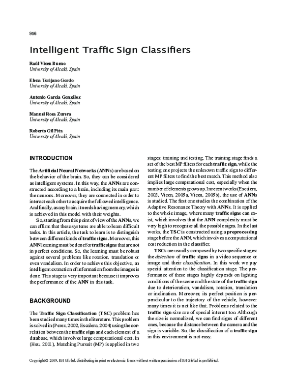 (PDF) Intelligent Traffic Sign Classifiers