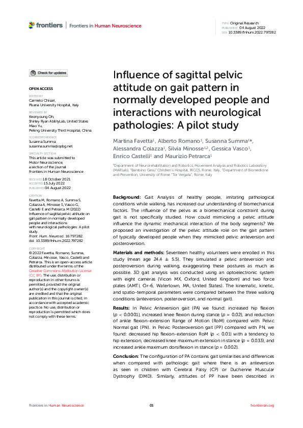 (PDF) Influence of sagittal pelvic attitude on gait pattern in normally developed people and ...