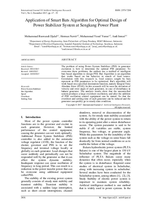 (PDF) Application of Smart Bats Algorithm for Optimal Design of Power ...