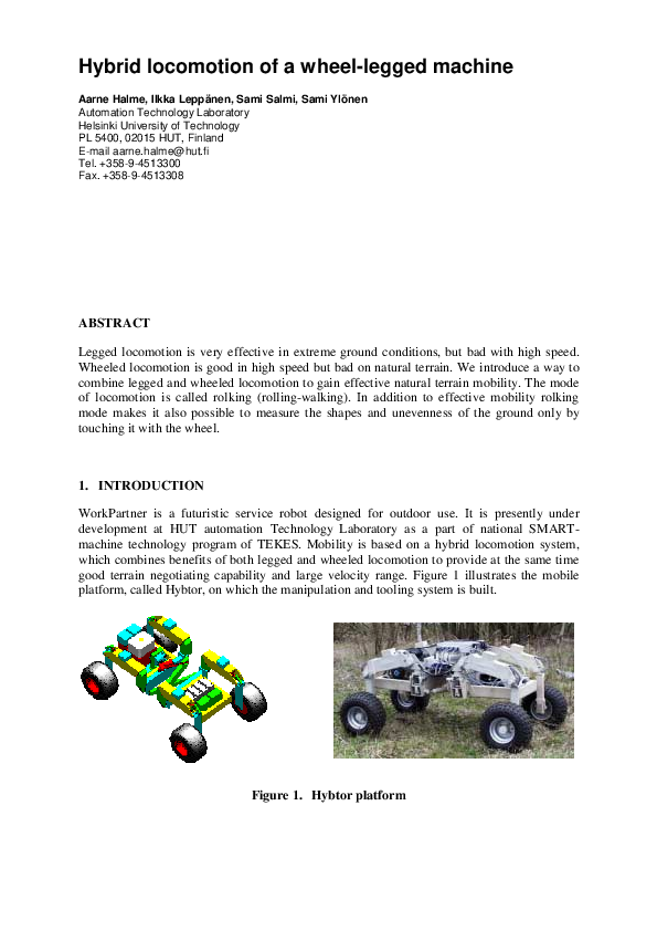 (PDF) Hybrid locomotion of a wheel-legged machine