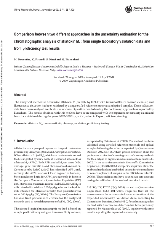 (PDF) Comparison between two different approaches in the uncertainty estimation for the ...