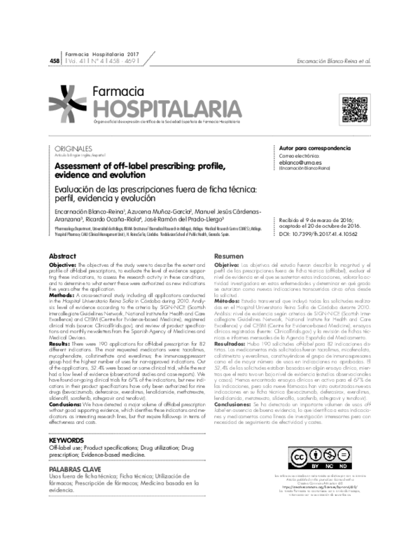 (PDF) Assessment of off-label prescribing: profile, evidence and evolution